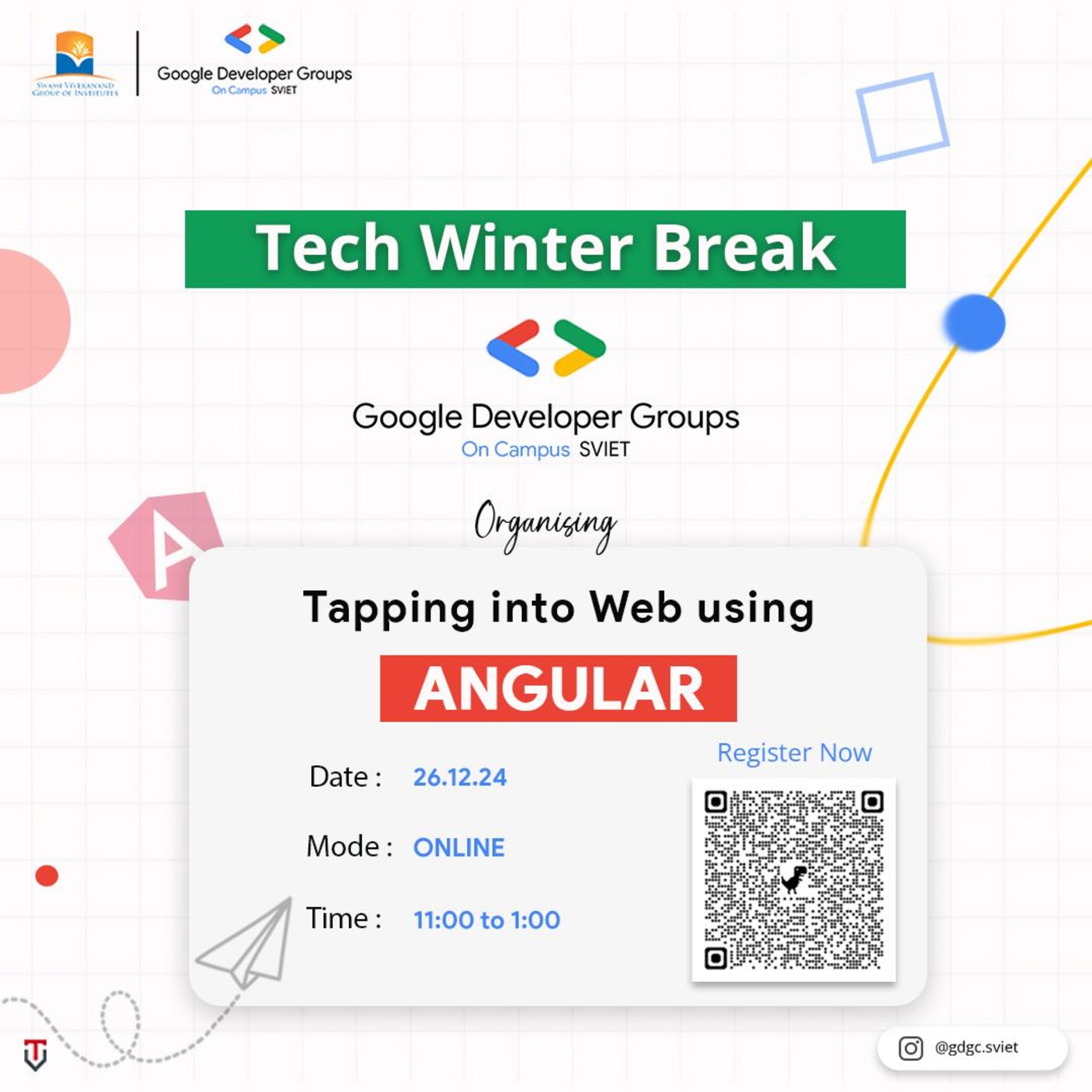 See Tech Winter Break GDG On Campus SVIET at Google Developer Groups GDG on Campus Swami ...